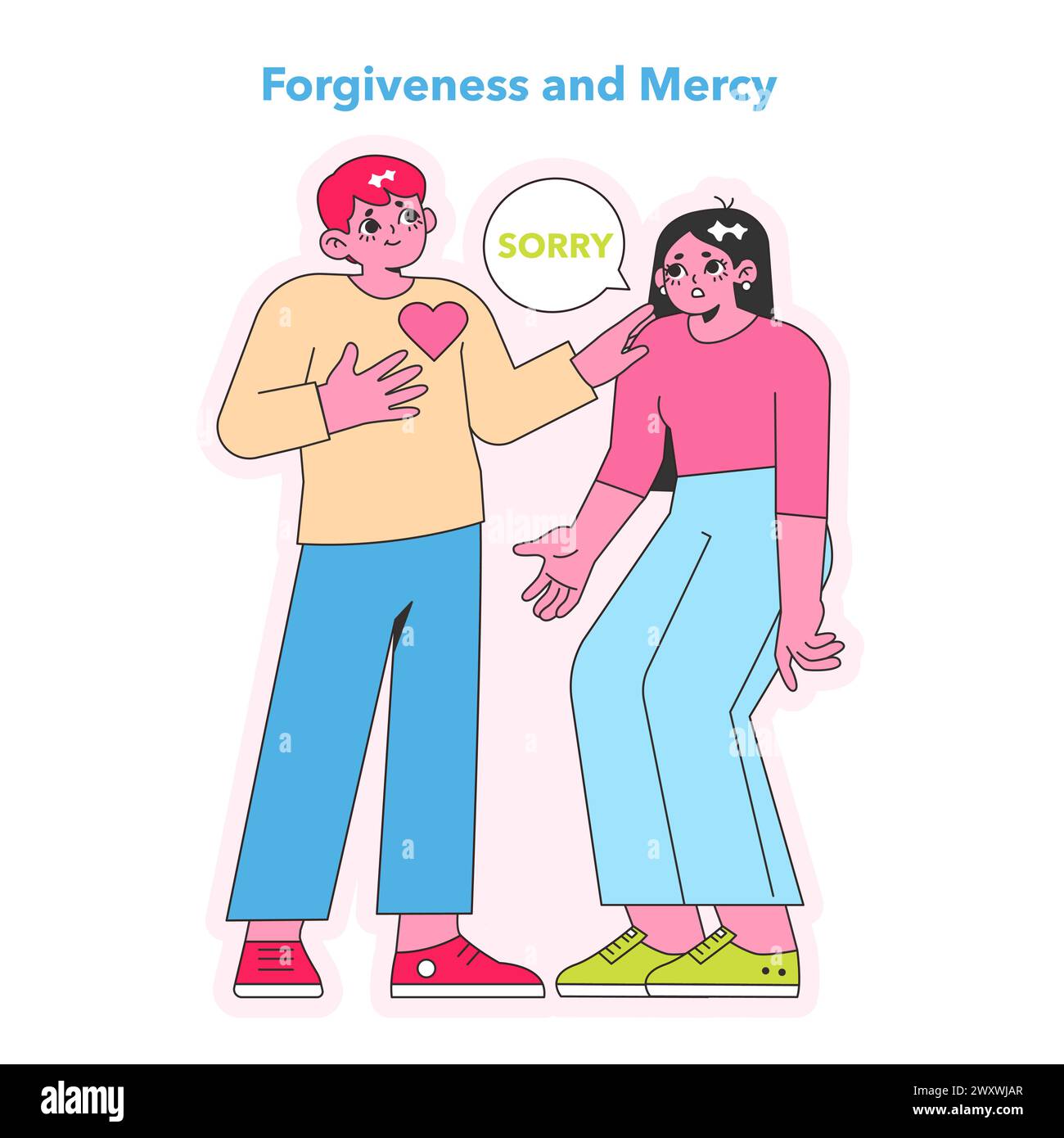 Forgiveness and Mercy concept. Two individuals in a moment of apology ...