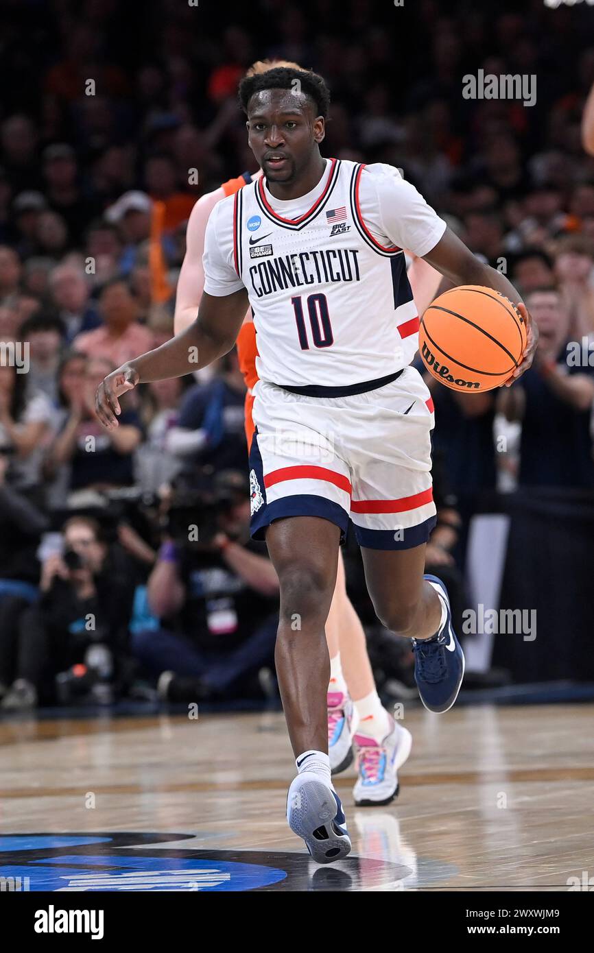 TD Garden. 30th Mar, 2024. Boston Mass: Connecticut Huskies guard ...
