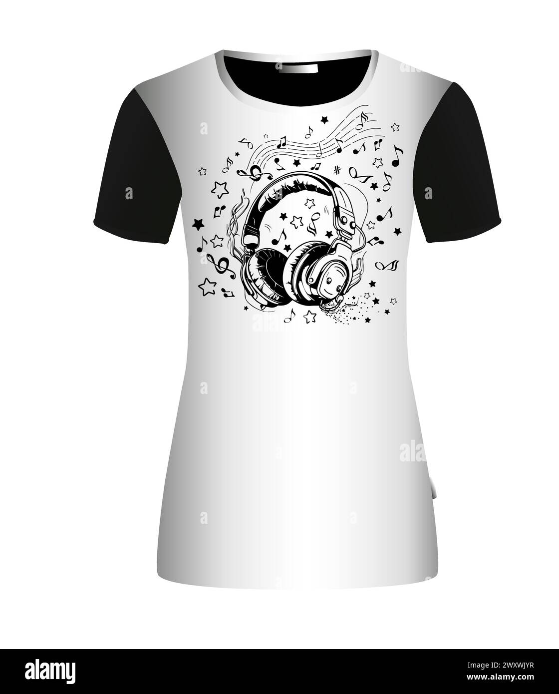 Music design. Abstraction music. Headphones and notes. T-shirt printing ...