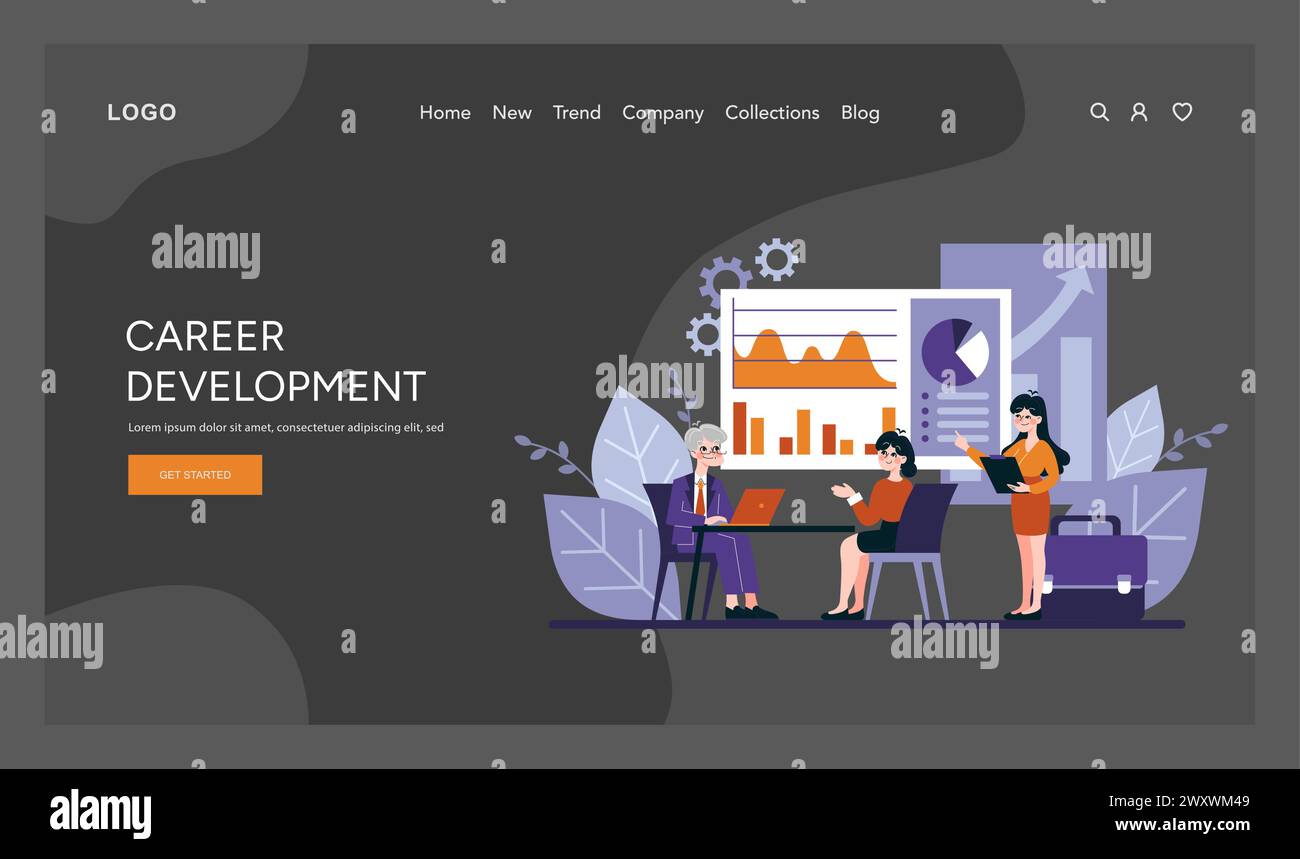Career Development concept. A professional team analyzes data and strategizes for career ...