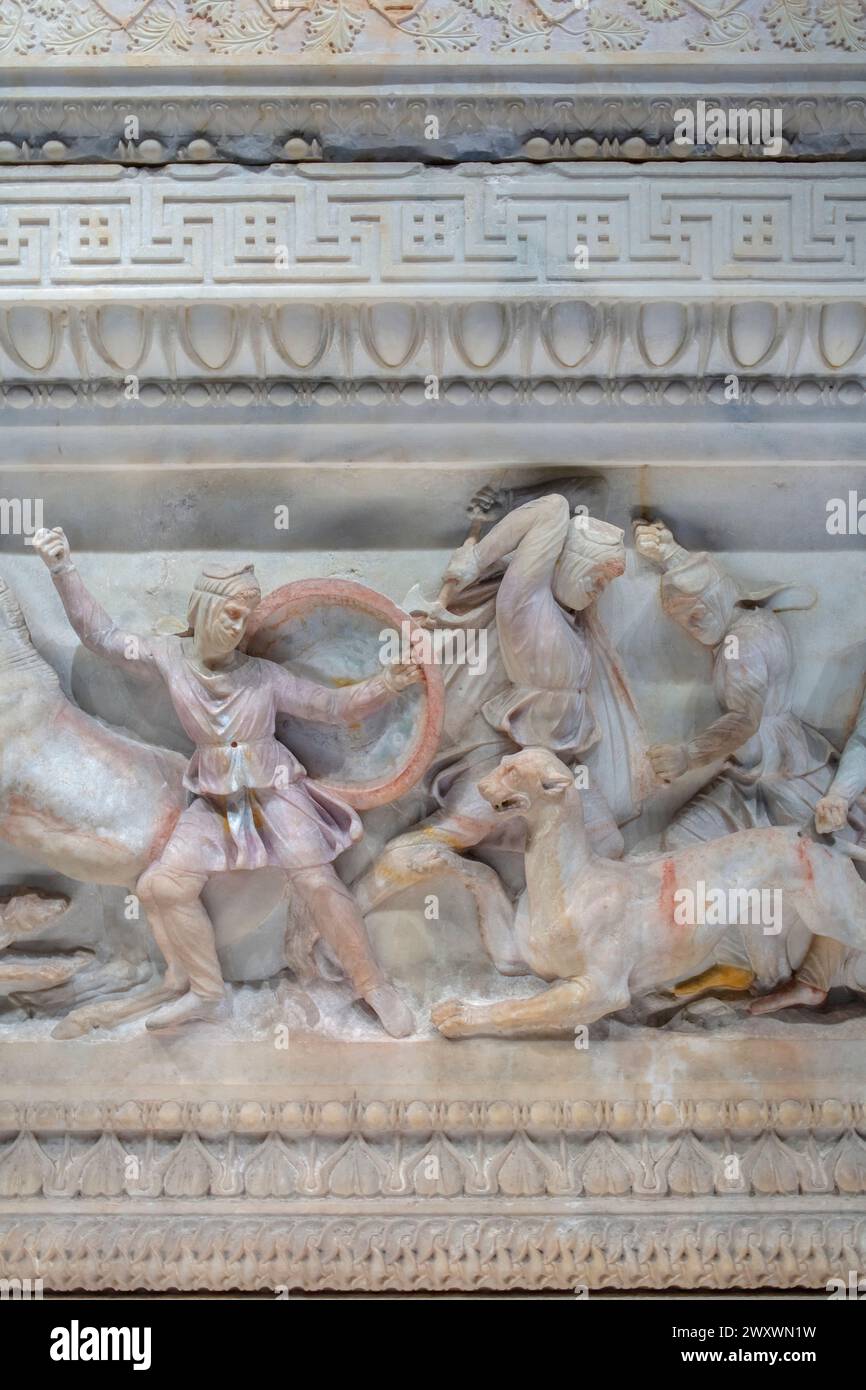 Alexander sarcophagus, 307 BC, Sidon, Lebanon, Archaeological Museum ...