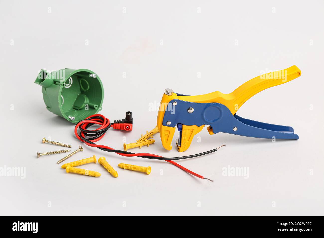 Set of different electrician's tools on light background Stock Photo ...