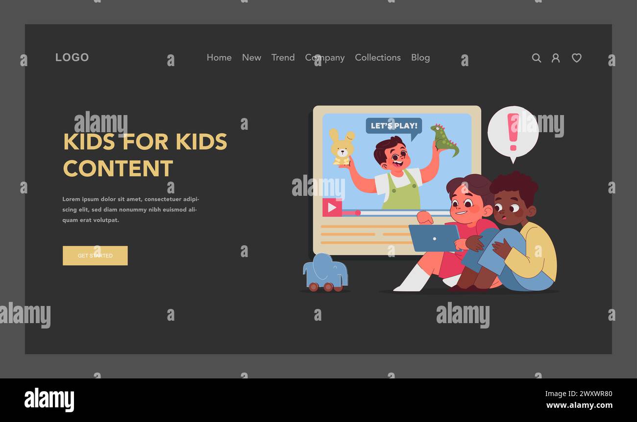 Engaging family blog concept. Children explore educational content ...