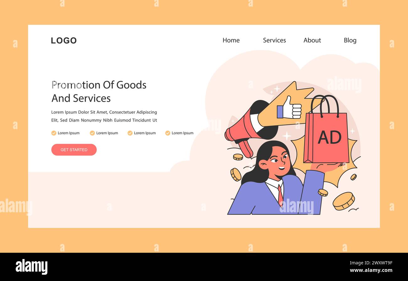 Promotion of goods and services concept. A marketer approves ad impact ...
