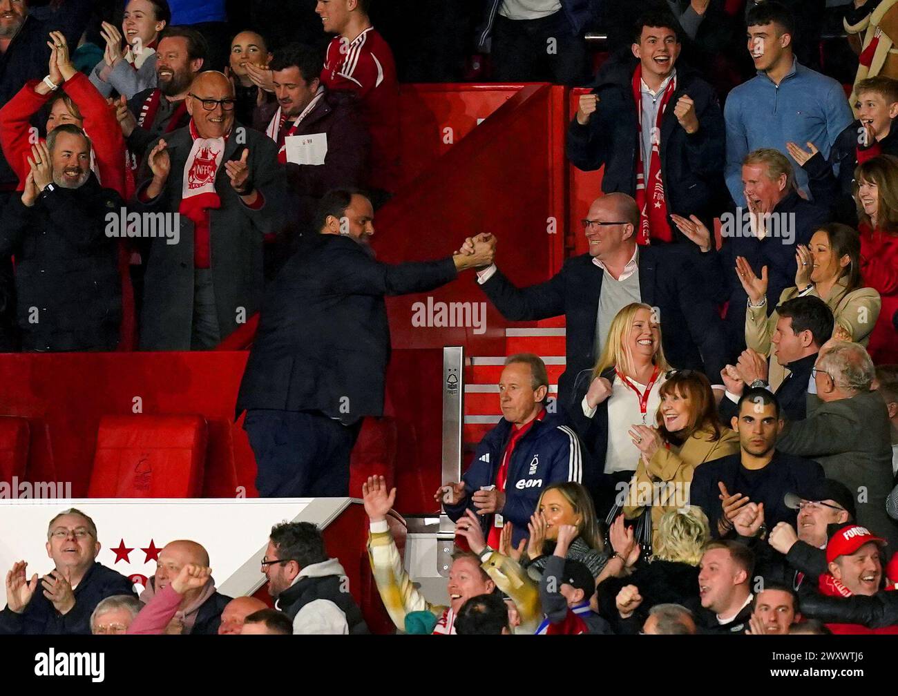 Nottingham Forest owner Evangelos Marinakis celebrates with chairman ...