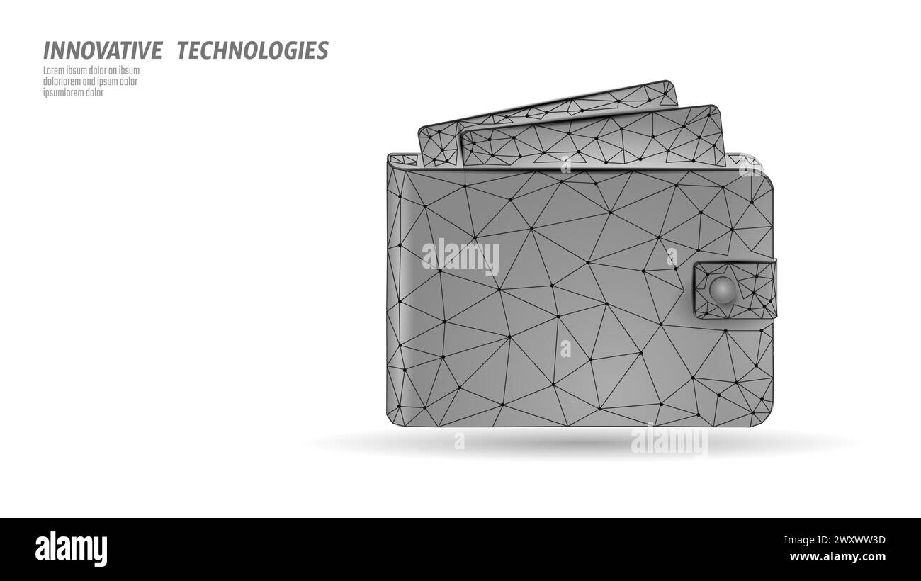 Low poly Online technology wallet. Future e-commerce digital ...