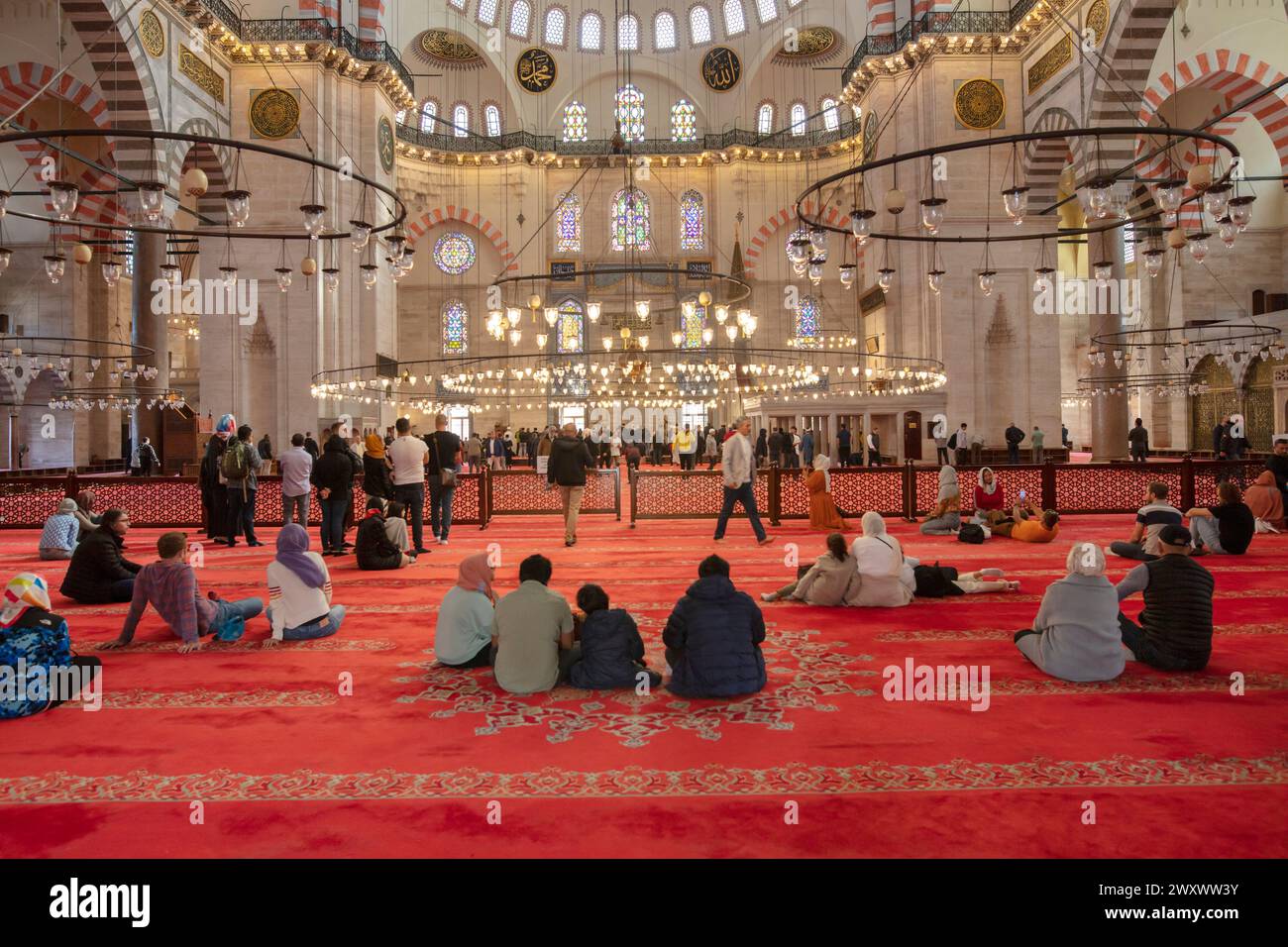 Suleymaniye mosque interior, Istanbul, Turkey Stock Photo - Alamy