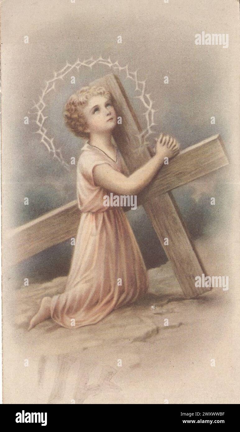 vintage holy card child Jesus Christ carrying the cross / child Jesus ...