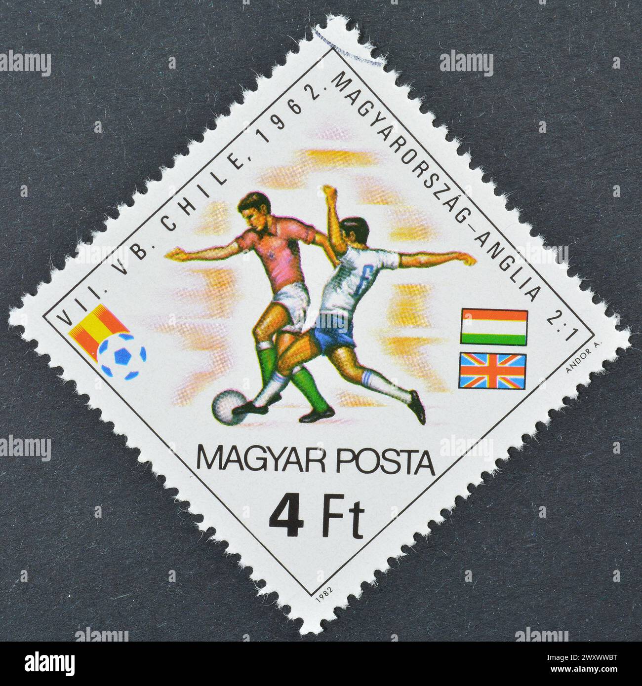 Cancelled postage stamp printed by Hungary, that promotes FIFA World ...