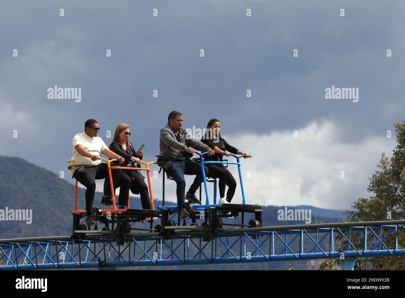 Bogota, Colombia. 24-01-2024. Tourist ride in a rollers coasters in the ...