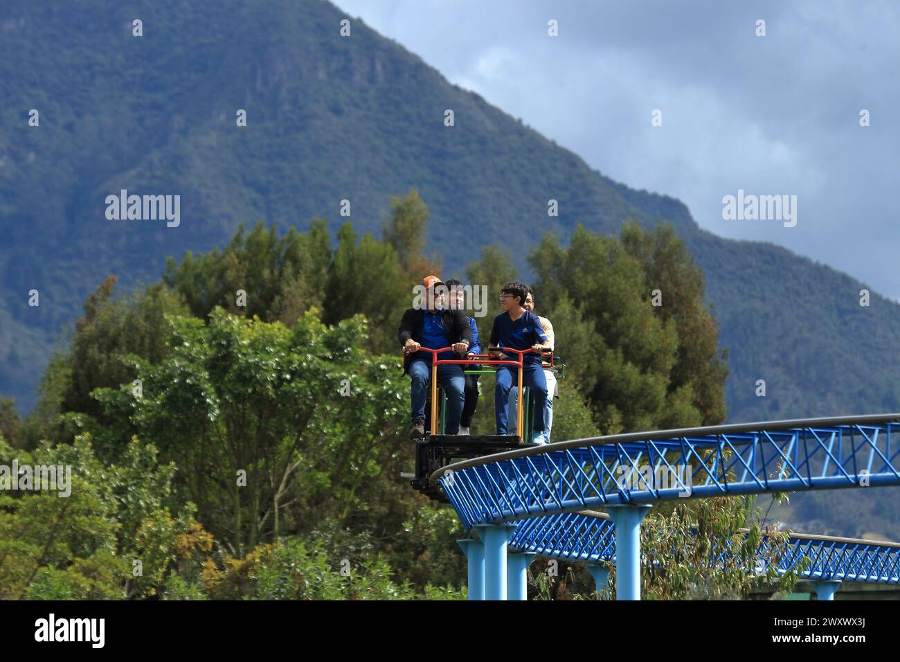 Bogota, Colombia. 24-01-2024. Tourist ride in a rollers coasters in the ...