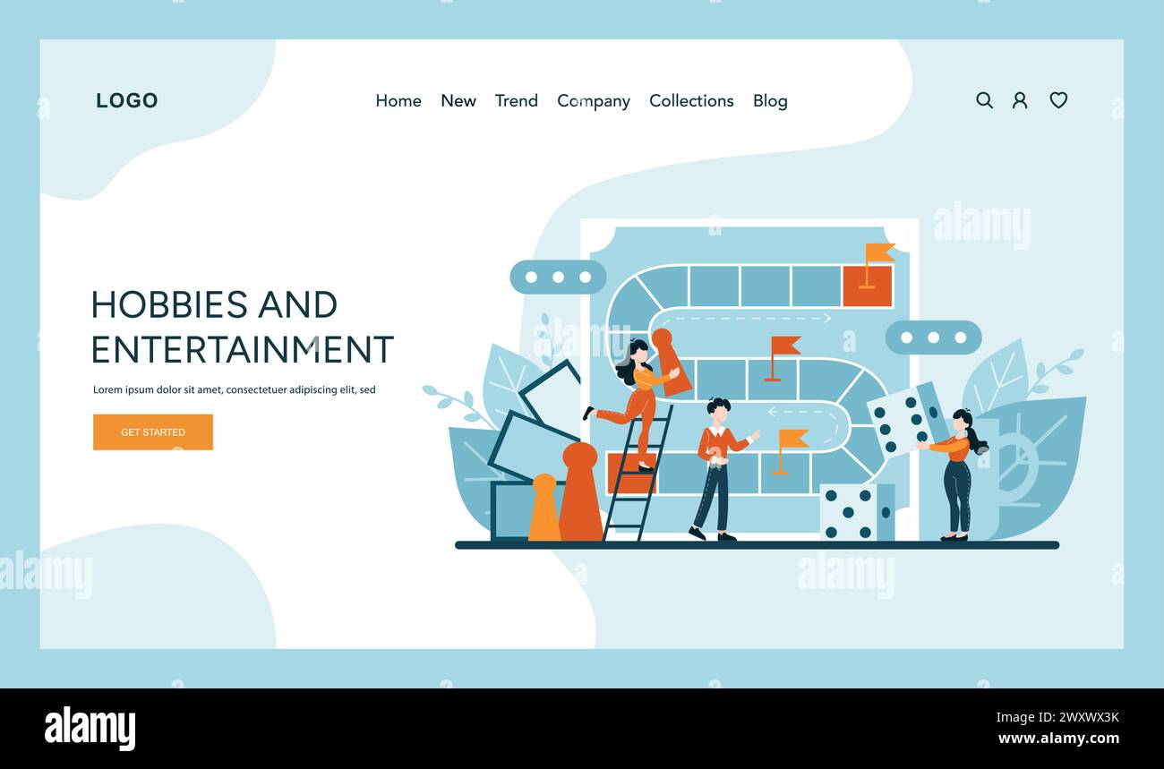 Hobbies and Entertainment concept. Playful characters engage in board ...