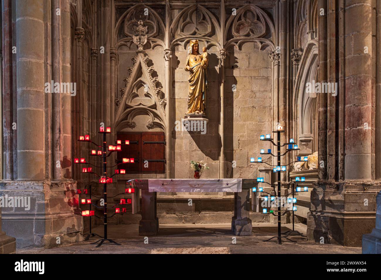 Interior of the basilica in the town of Carcassonne in the south of ...
