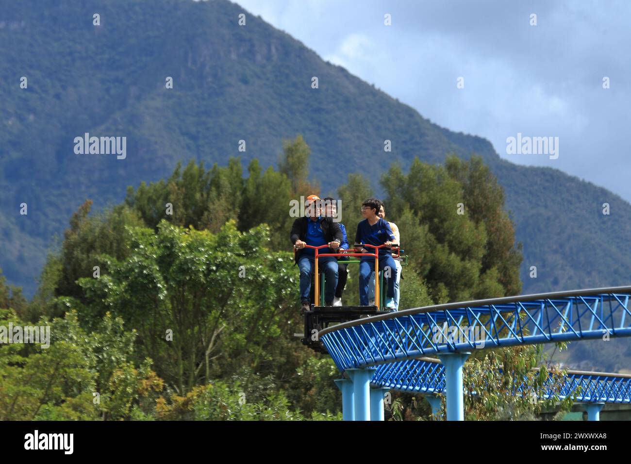 Bogota, Colombia. 24-01-2024. Tourist ride in a roller coasters in the ...