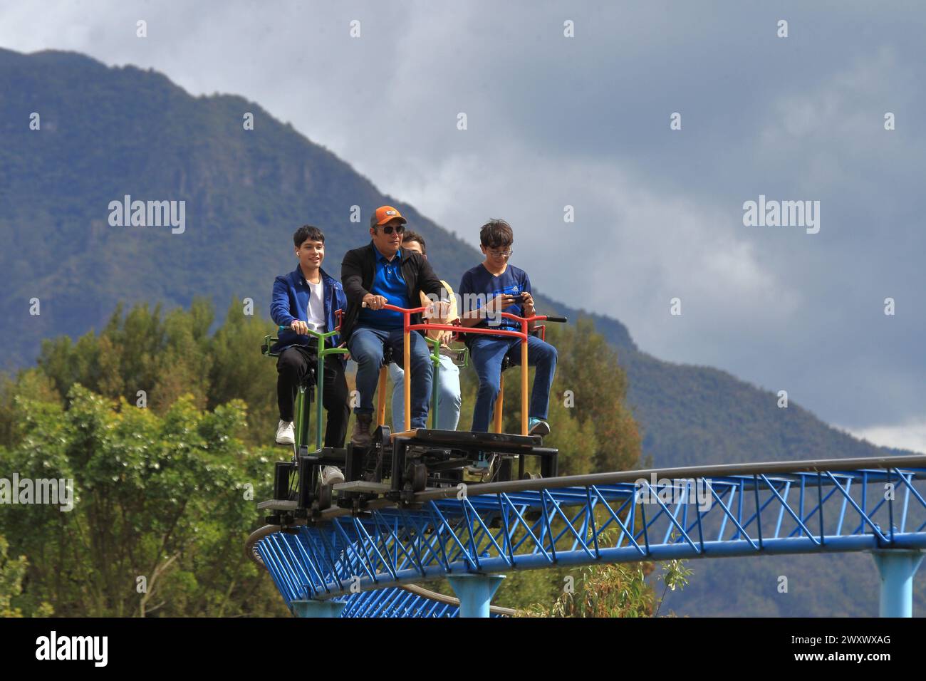 Bogota, Colombia. 24-01-2024. Tourist ride in a roller coasters in the ...