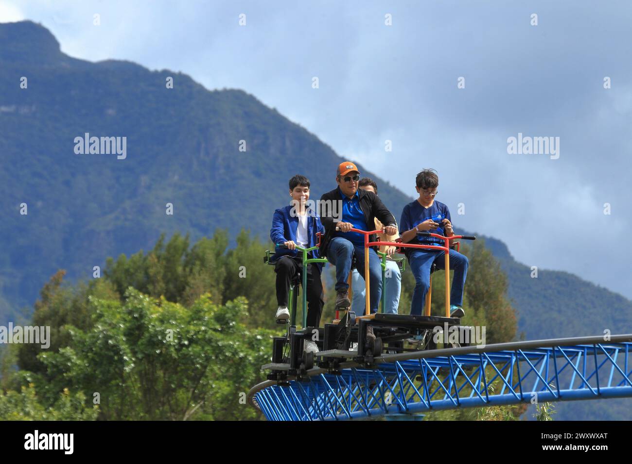 Bogota, Colombia. 24-01-2024. Tourist ride in a rollers coasters in the ...
