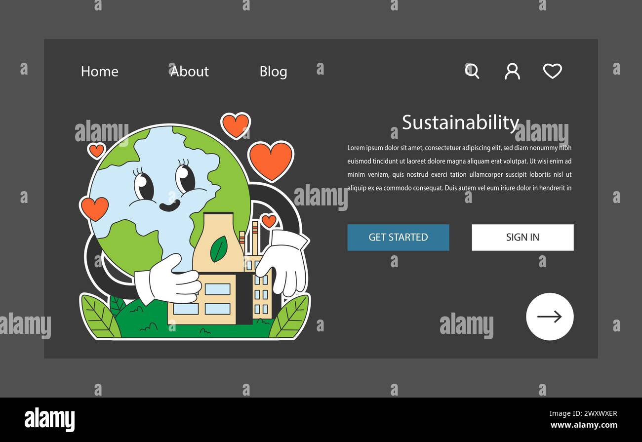 Sustainability night or dark mode web banner or landing page. Earth ...