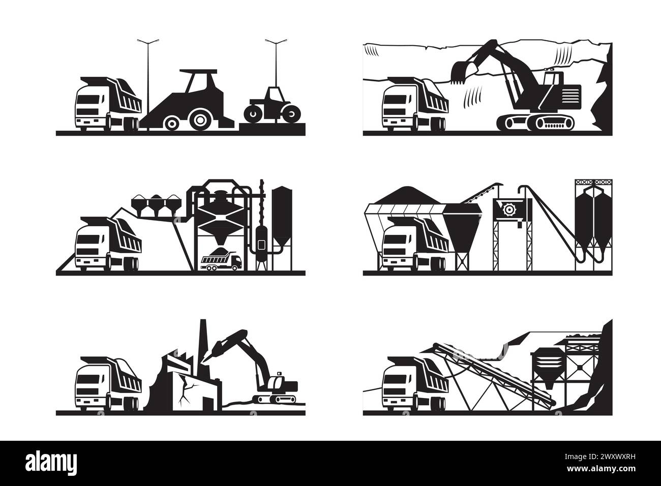 Dump trucks in different industries - vector illustration Stock Vector ...