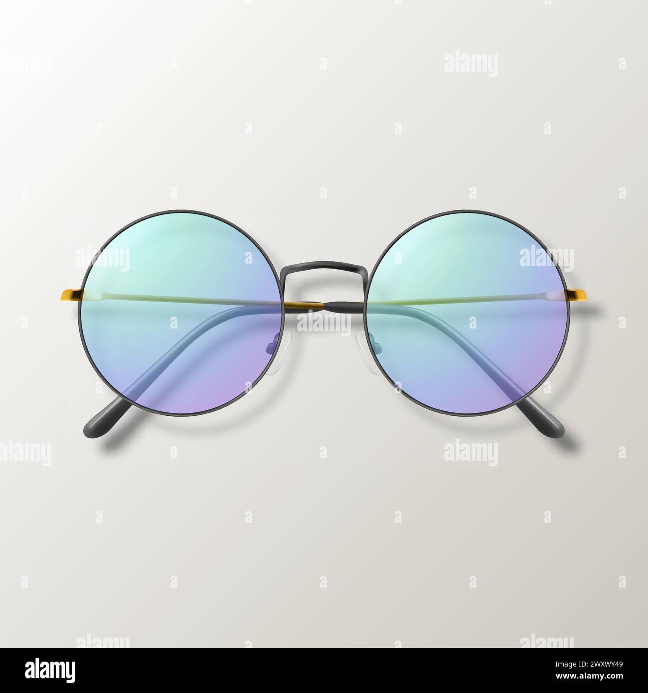 Vector 3d Realistic Purple Round Frame Glasses Isolated. Sunglasses ...