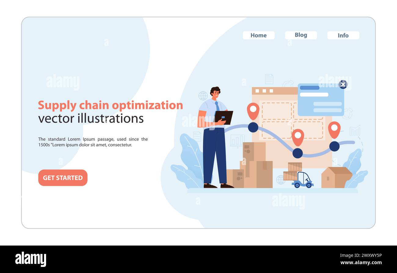 Supply Chain Optimization. Efficient logistics management visualized with real-time tracking and ...