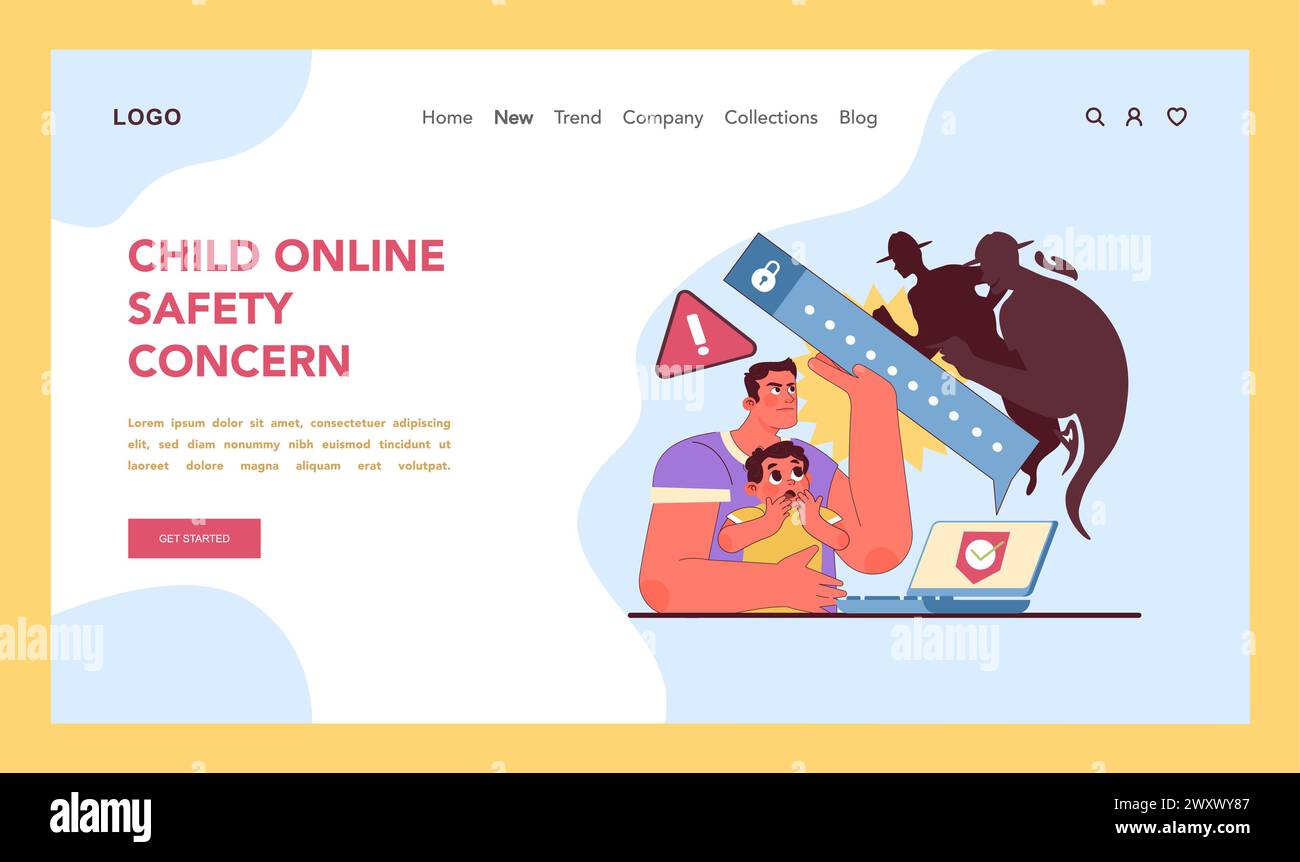 Child online safety concern concept. Father shields son from cyber ...