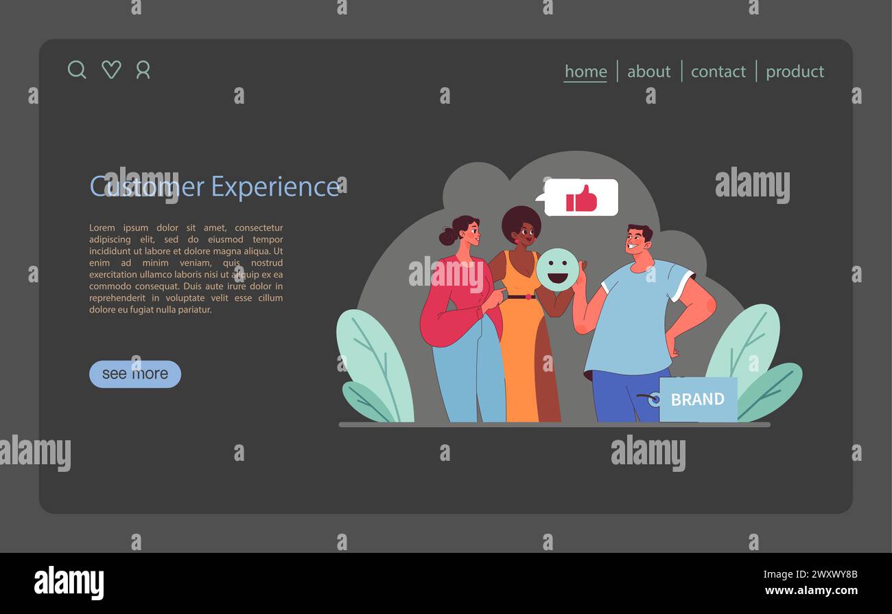 Customer Experience concept. A diverse group engaging in brand ...