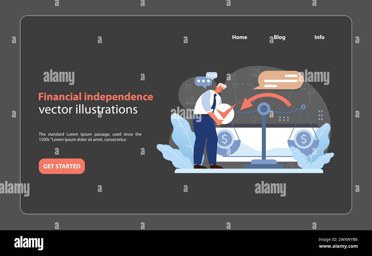 Financial independence concept. Businessman balances budget with ...
