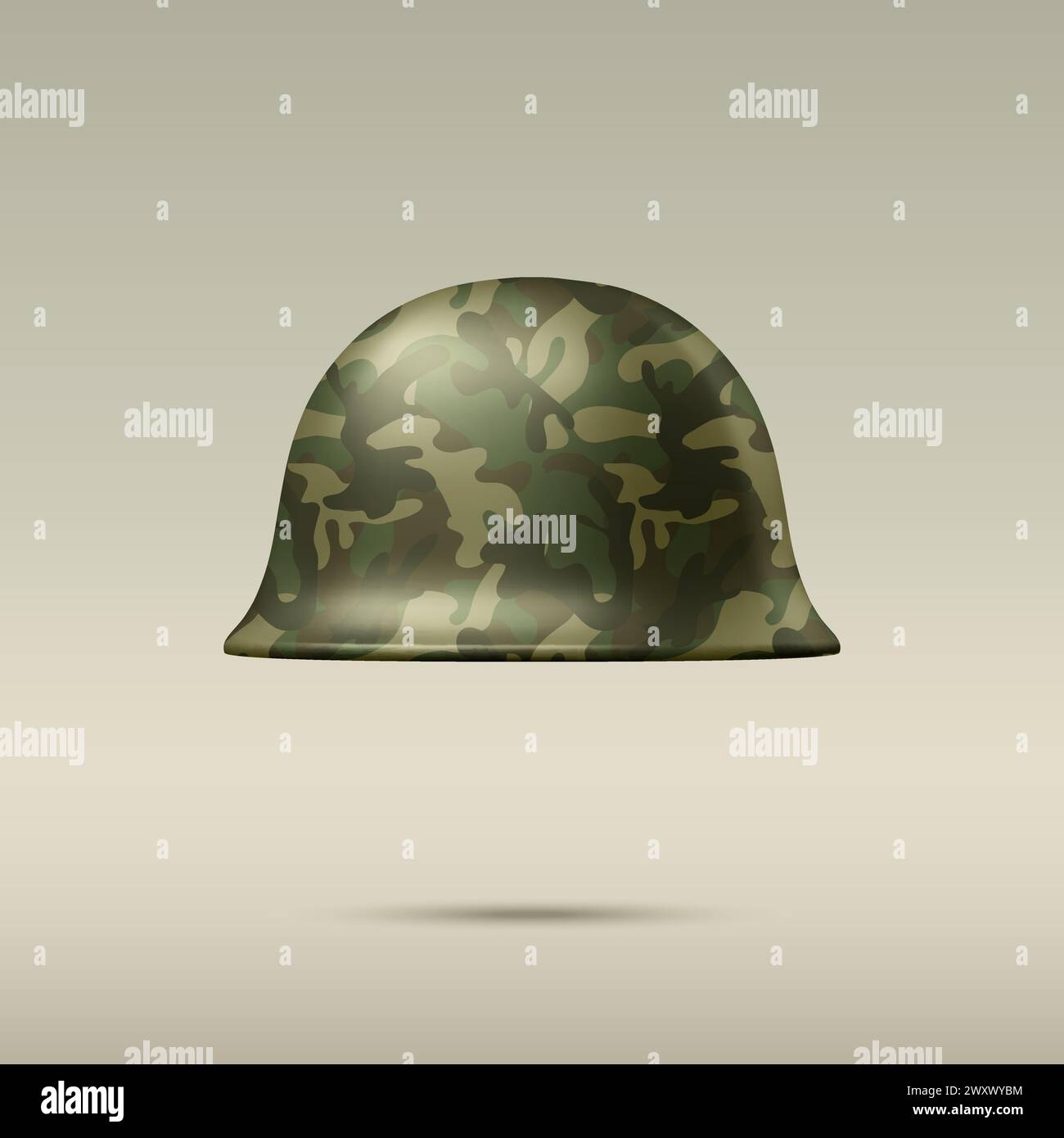 Vector 3d Realistic Green Military Soldier Protective Helmet Closeup ...