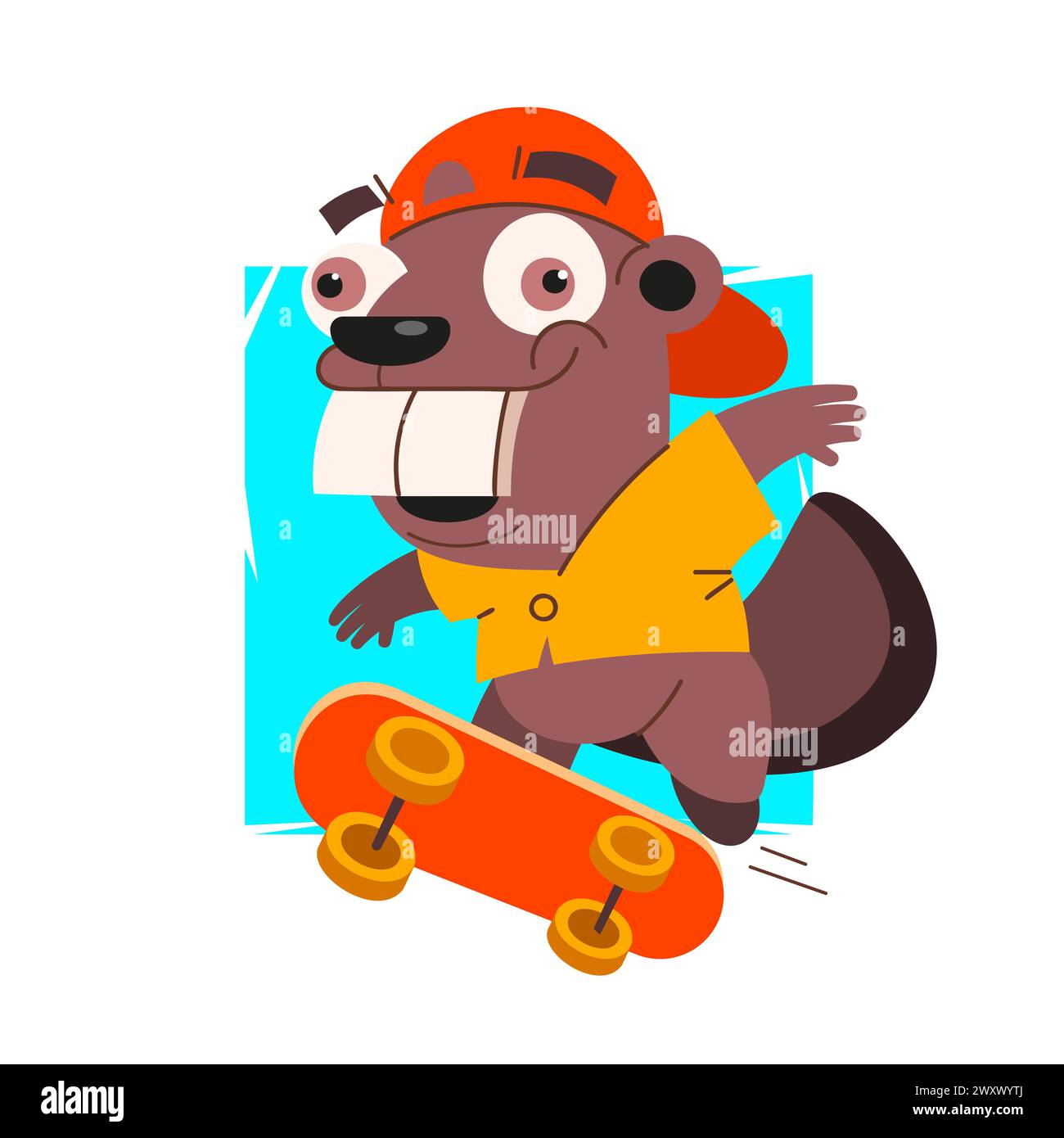 Cute cartoon beaver. Vector illustration with simple gradients. All in ...
