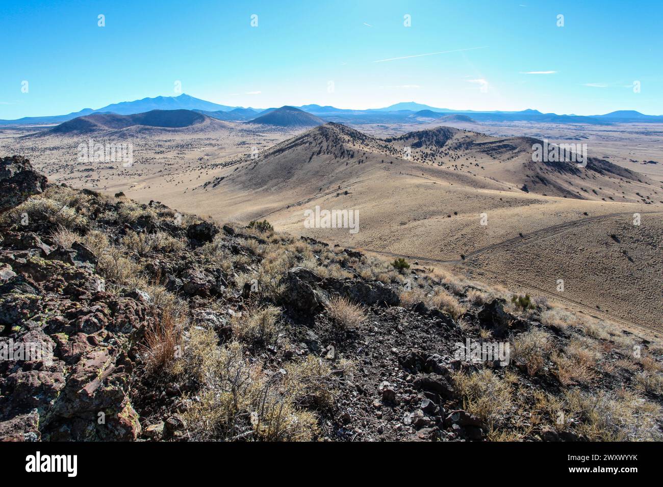 A steep scenic hike up a cinder cone called SP Mountain in theSan ...