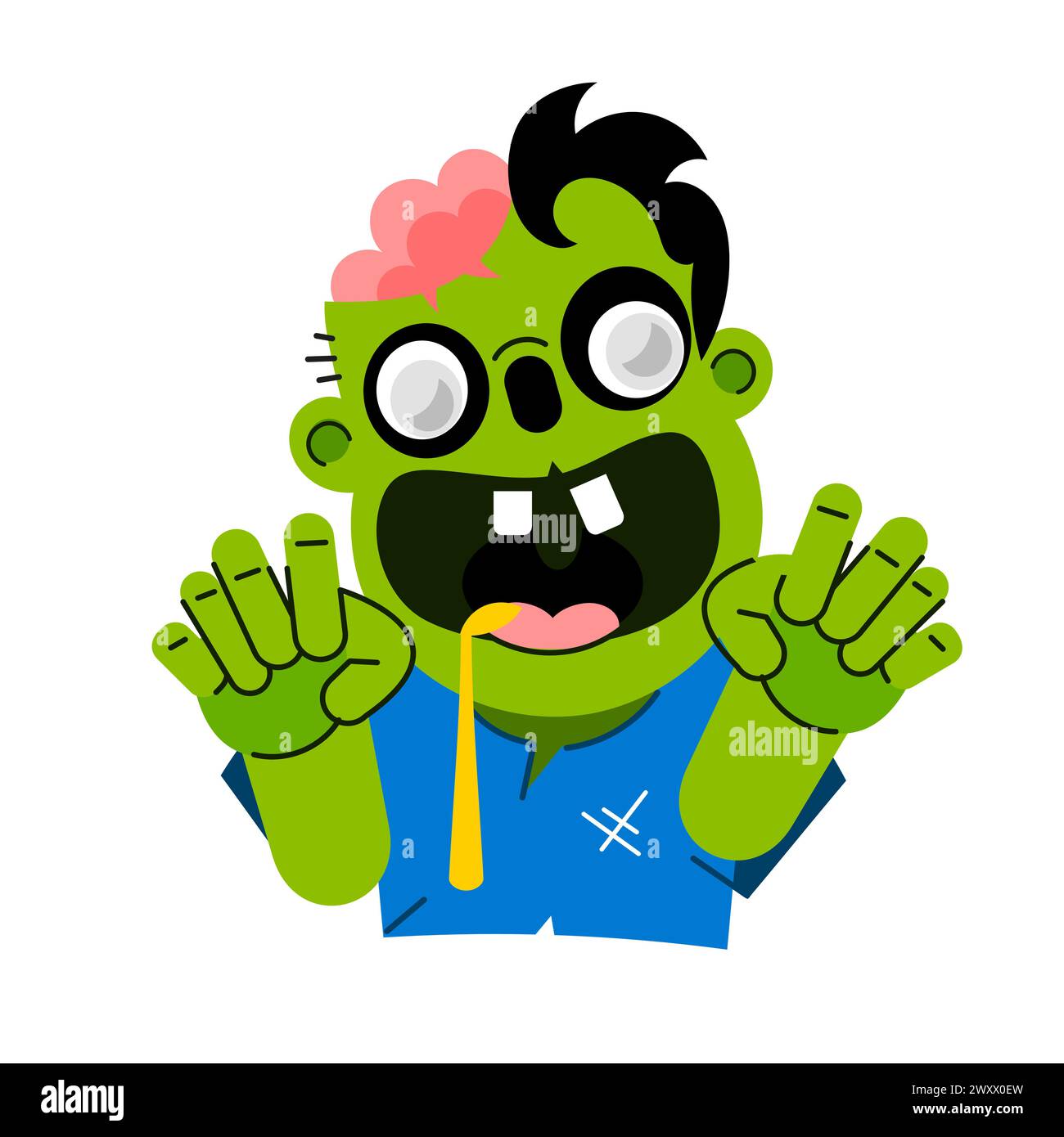 Cartoon crawling zombie. Vector clip art illustration with simple ...
