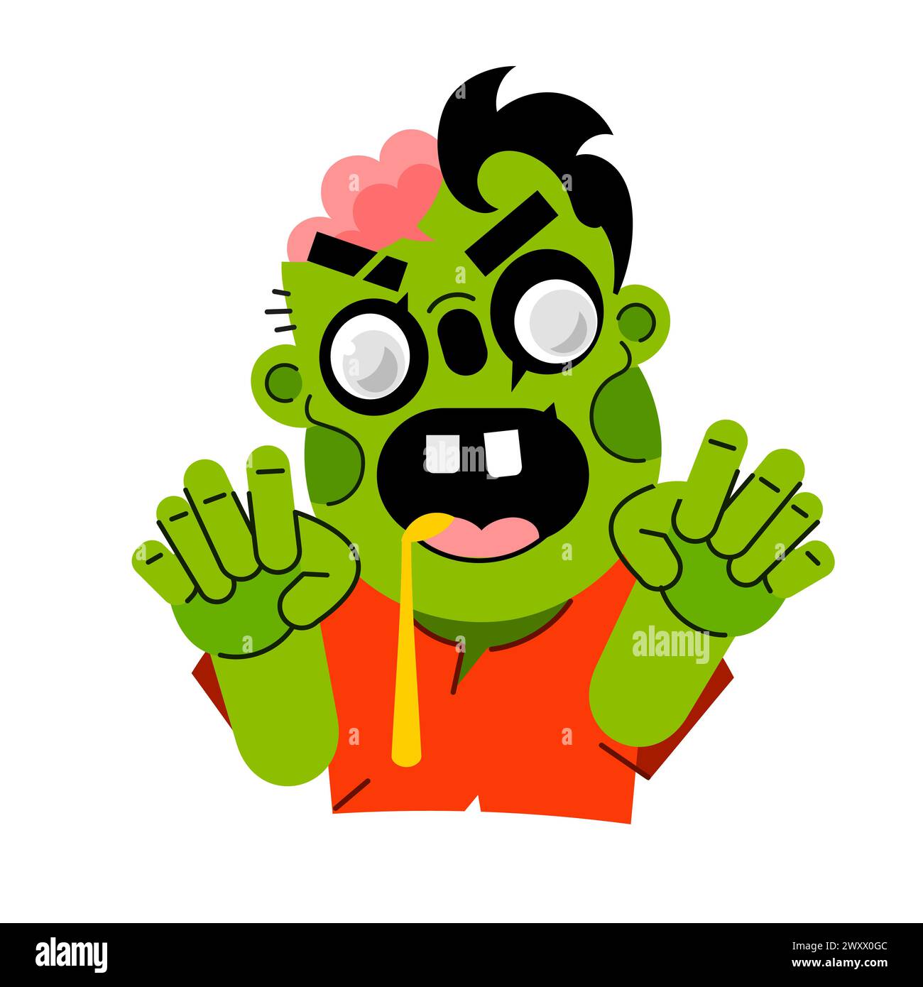 Cartoon crawling zombie. Vector clip art illustration with simple ...
