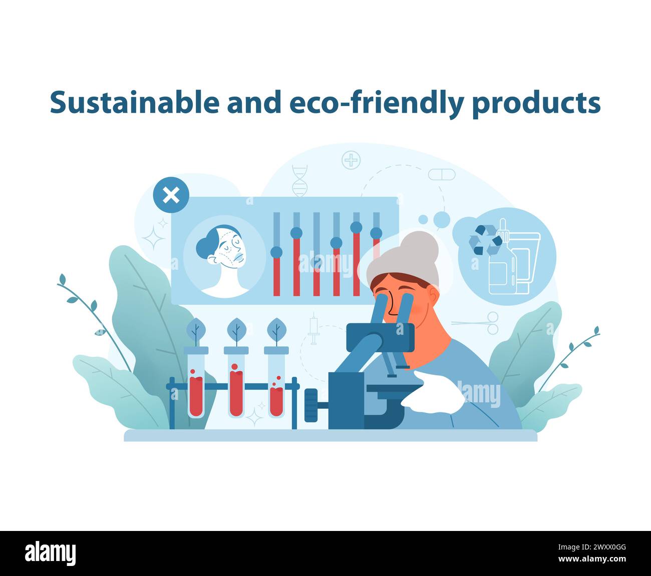 Sustainable skincare products illustration. Eco-friendly research for ...
