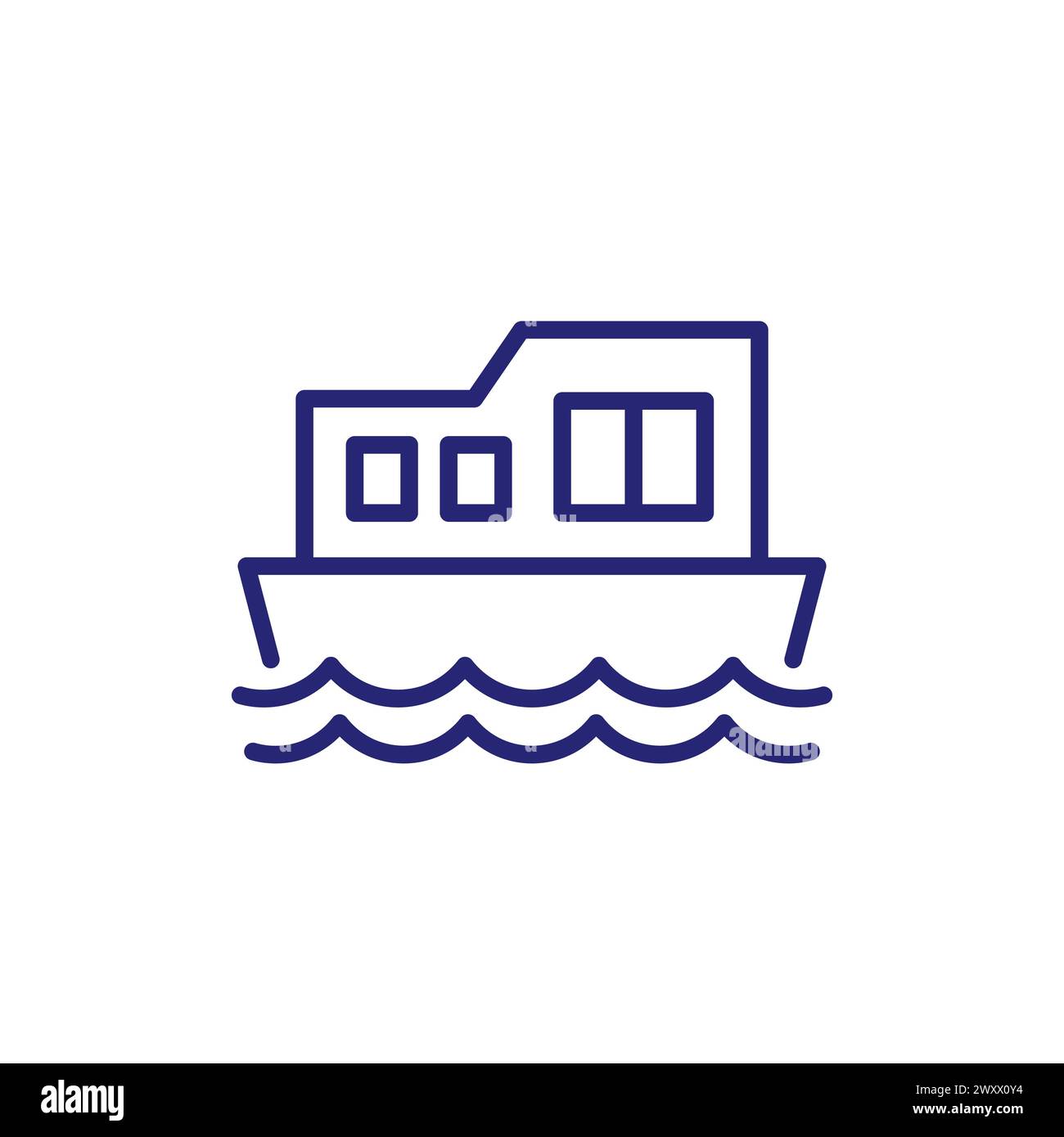 houseboat icon, float house line vector Stock Vector Image & Art - Alamy