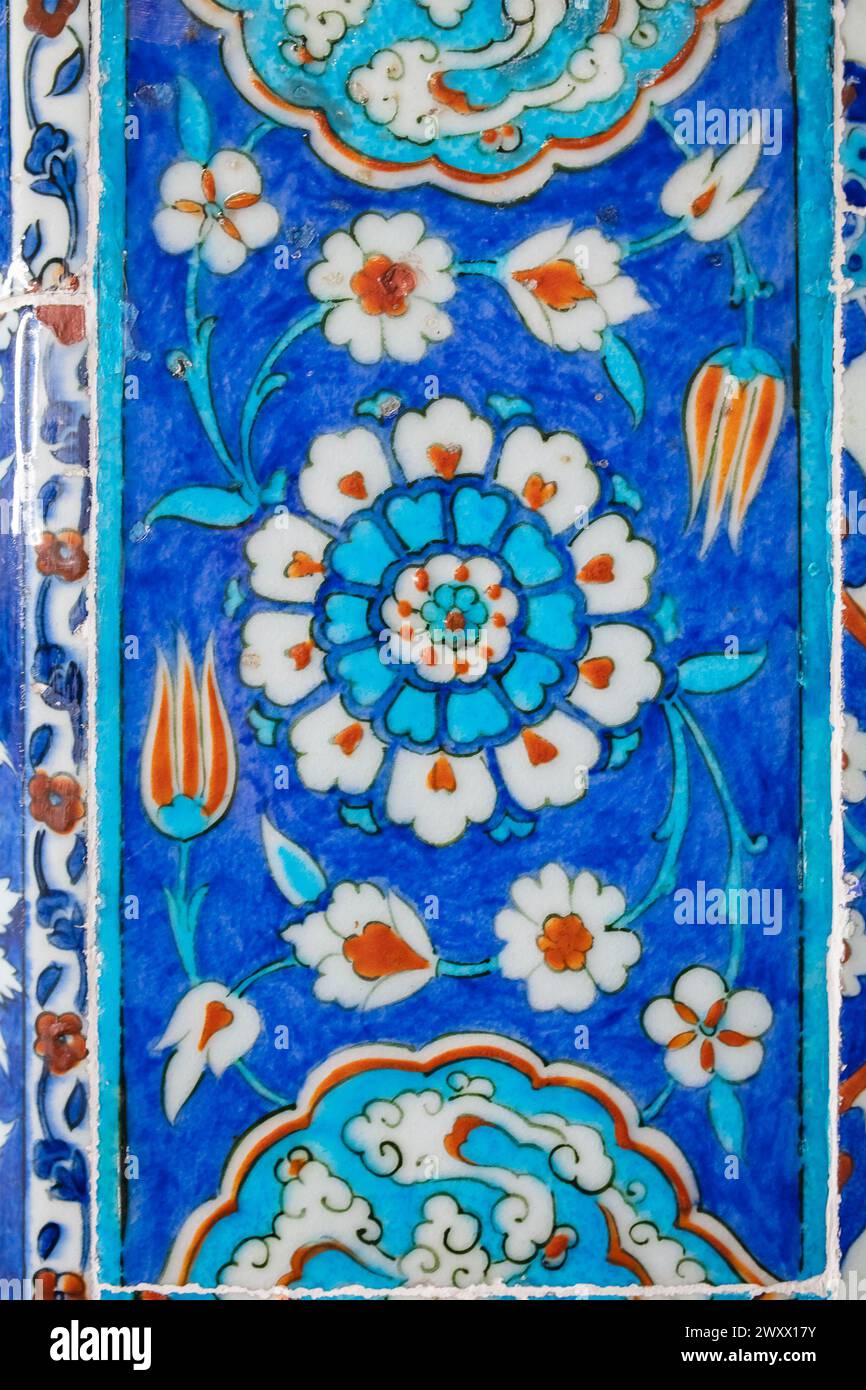 Ceramic tile with blue floral ornament, Rustem Pasha Mosque, 1561 ...