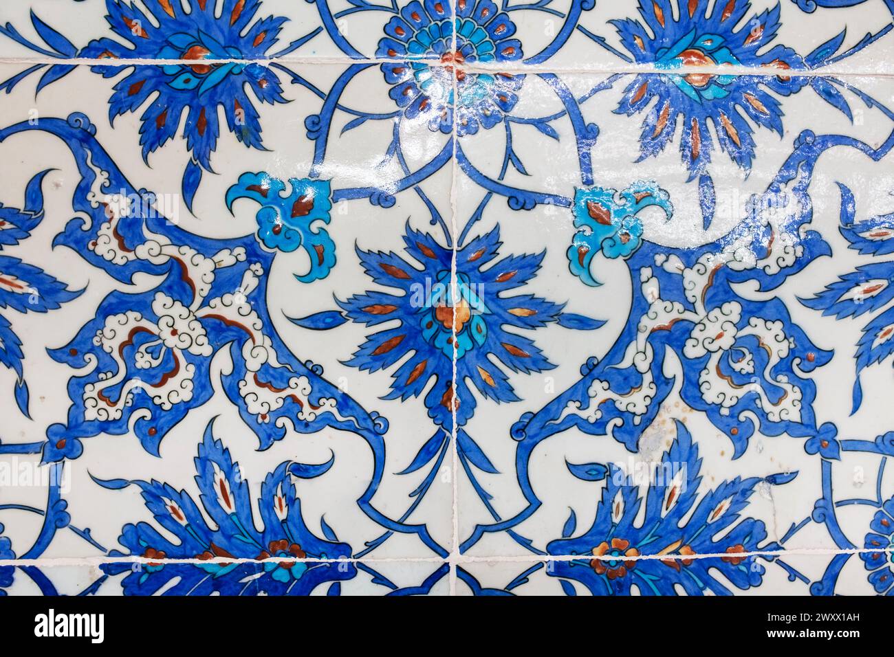 Ceramic tile with blue floral ornament, Rustem Pasha Mosque, 1561 ...