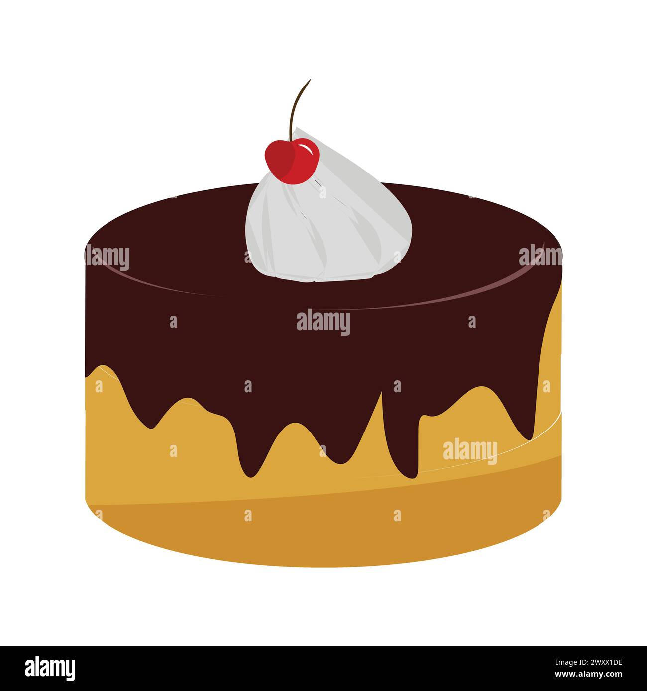 Cartoon piece of cake. Various colorful cake slices, cage and ...