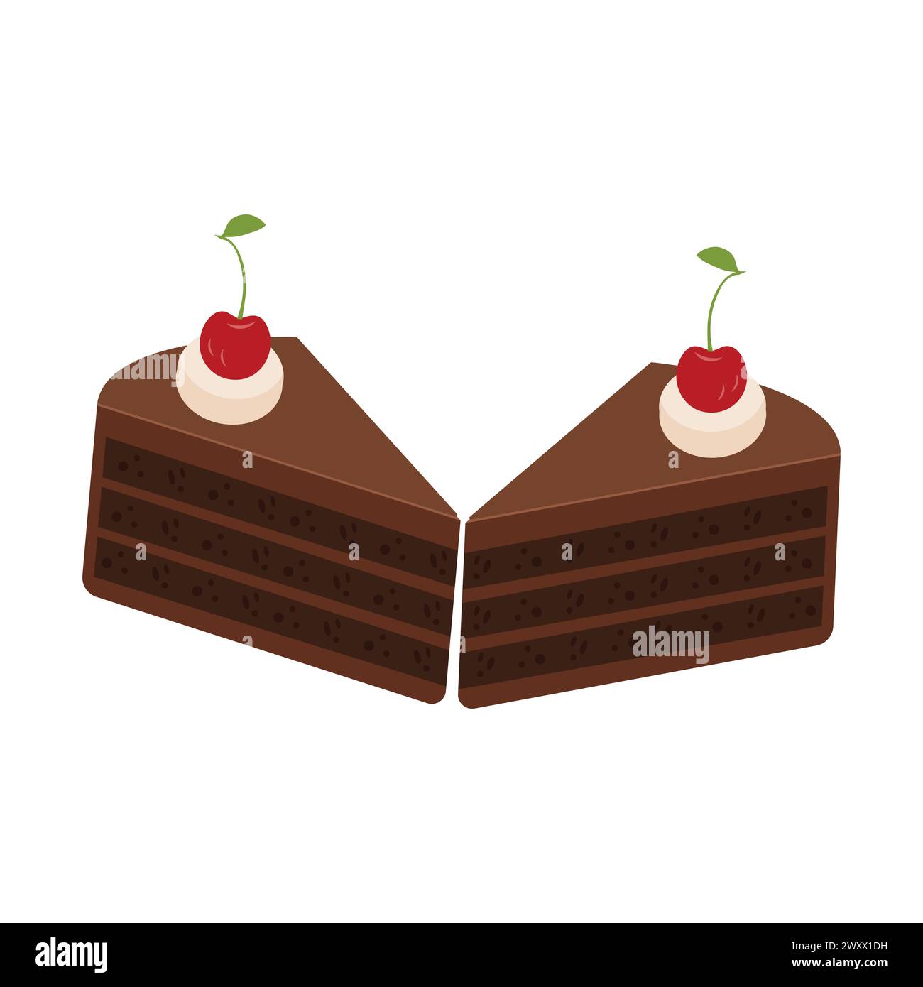 Cartoon piece of cake. Various colorful cake slices, cage and ...