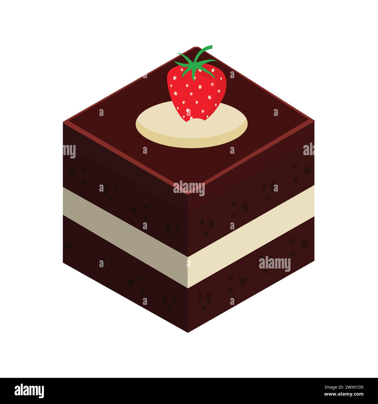 Cartoon piece of cake. Various colorful cake slices, cage and ...