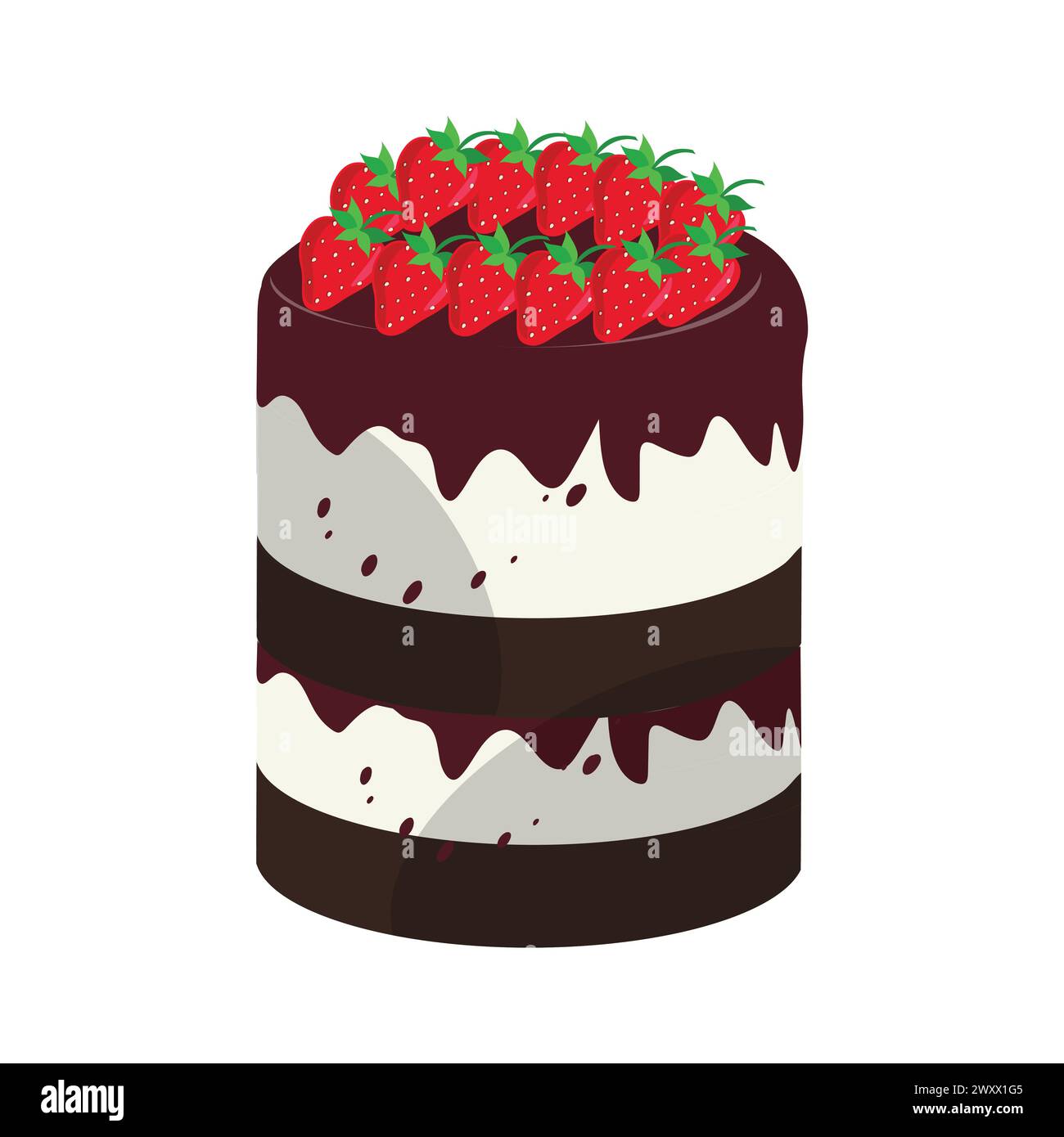 Cartoon piece of cake. Various colorful cake slices, cage and ...