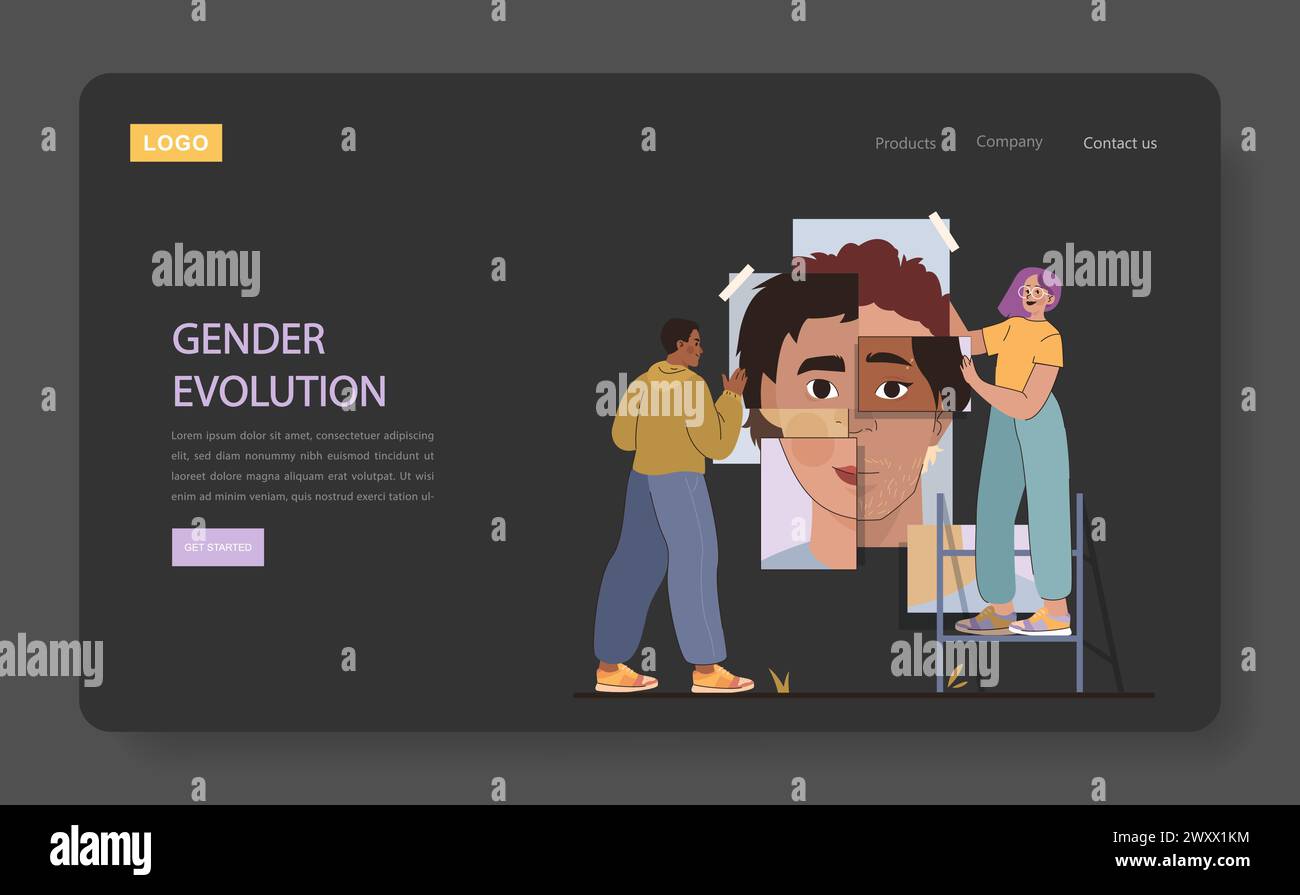 Gender Evolution concept. A depiction of individuals piecing together a ...