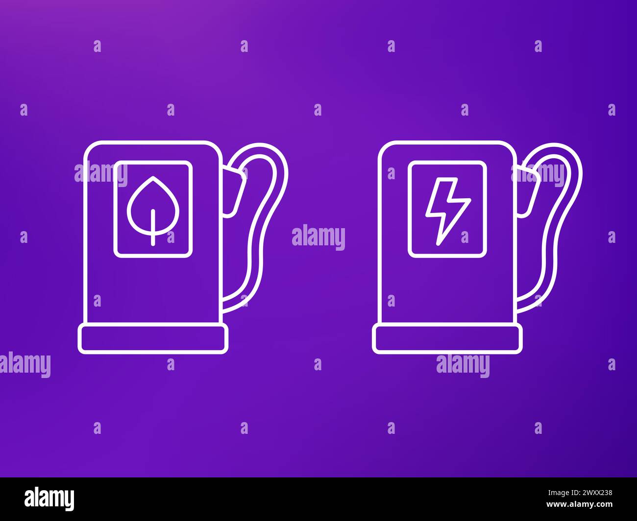 Biofuel and electric station line icons, vector Stock Vector Image ...