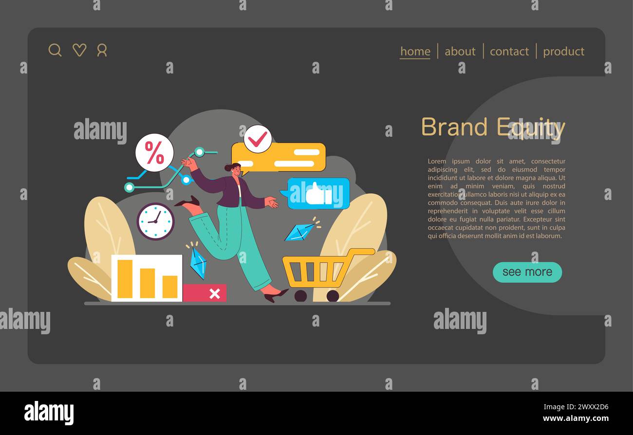 Brand Equity concept. Vibrant portrayal of customer satisfaction and ...