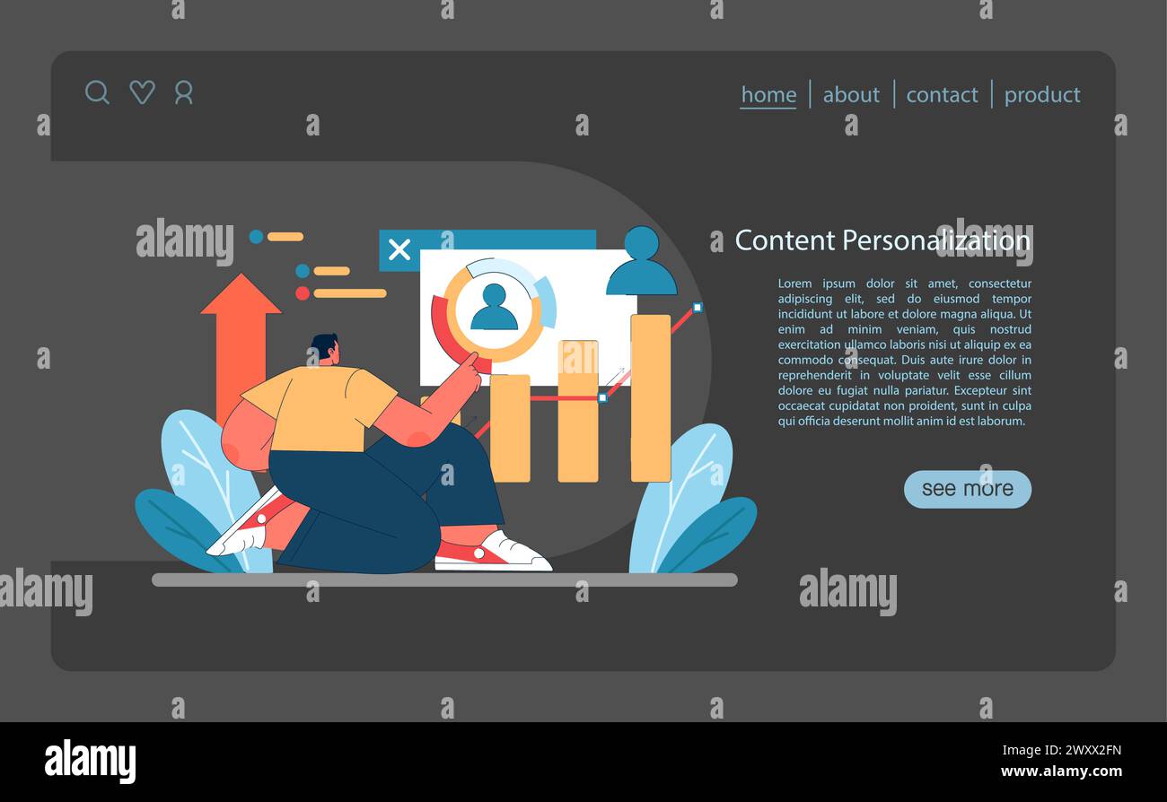 Marketing 5.0 concept. Illustration of targeted content personalization ...