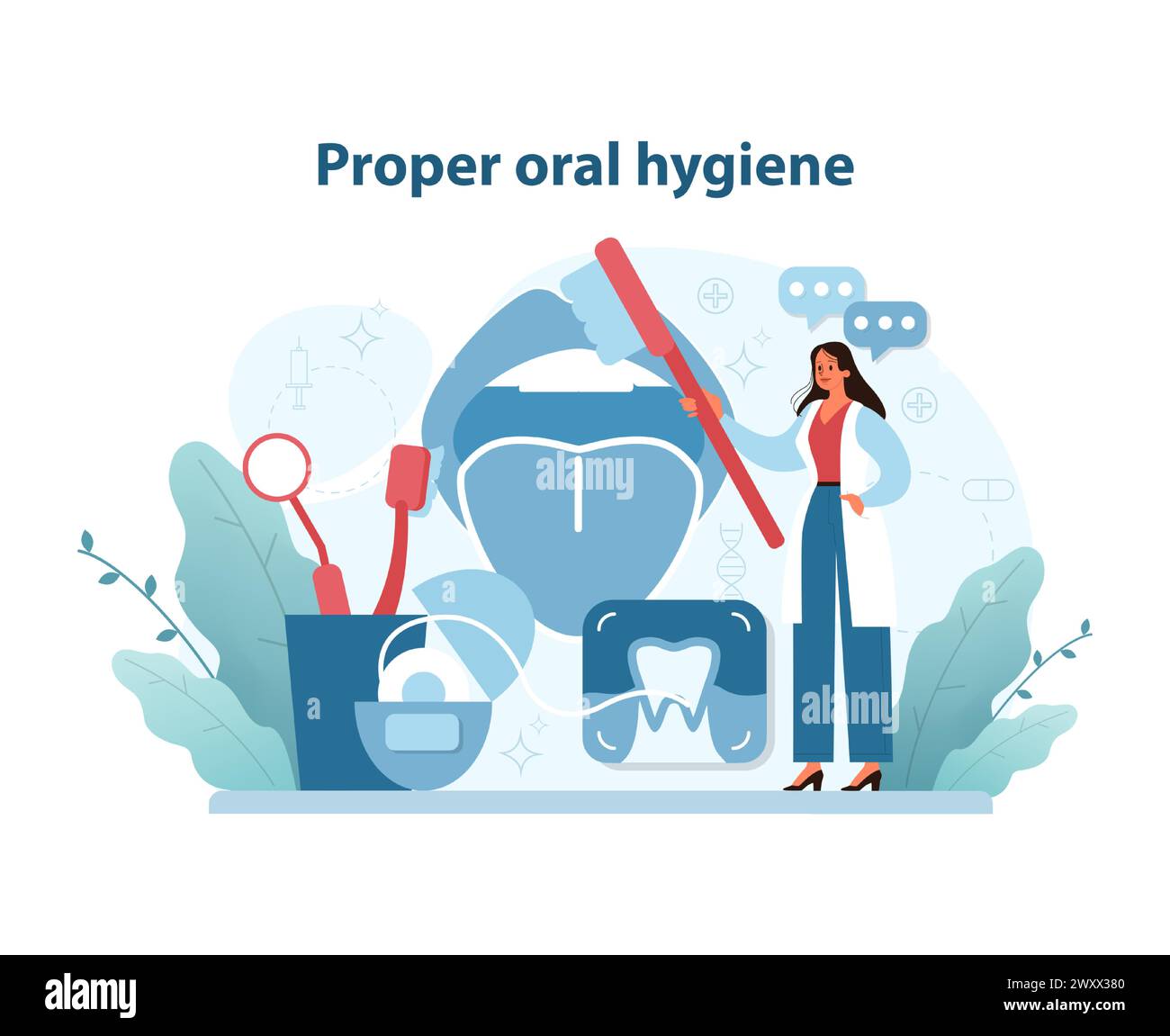 Oral Hygiene Concept. Engaging illustration depicting the essentials of ...