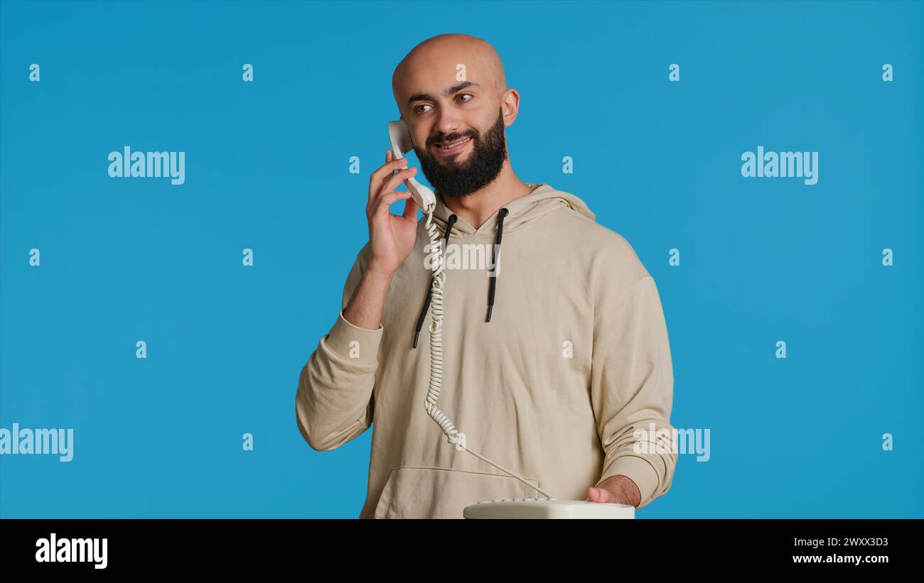 Man using a vintage telephone hi-res stock photography and images - Alamy