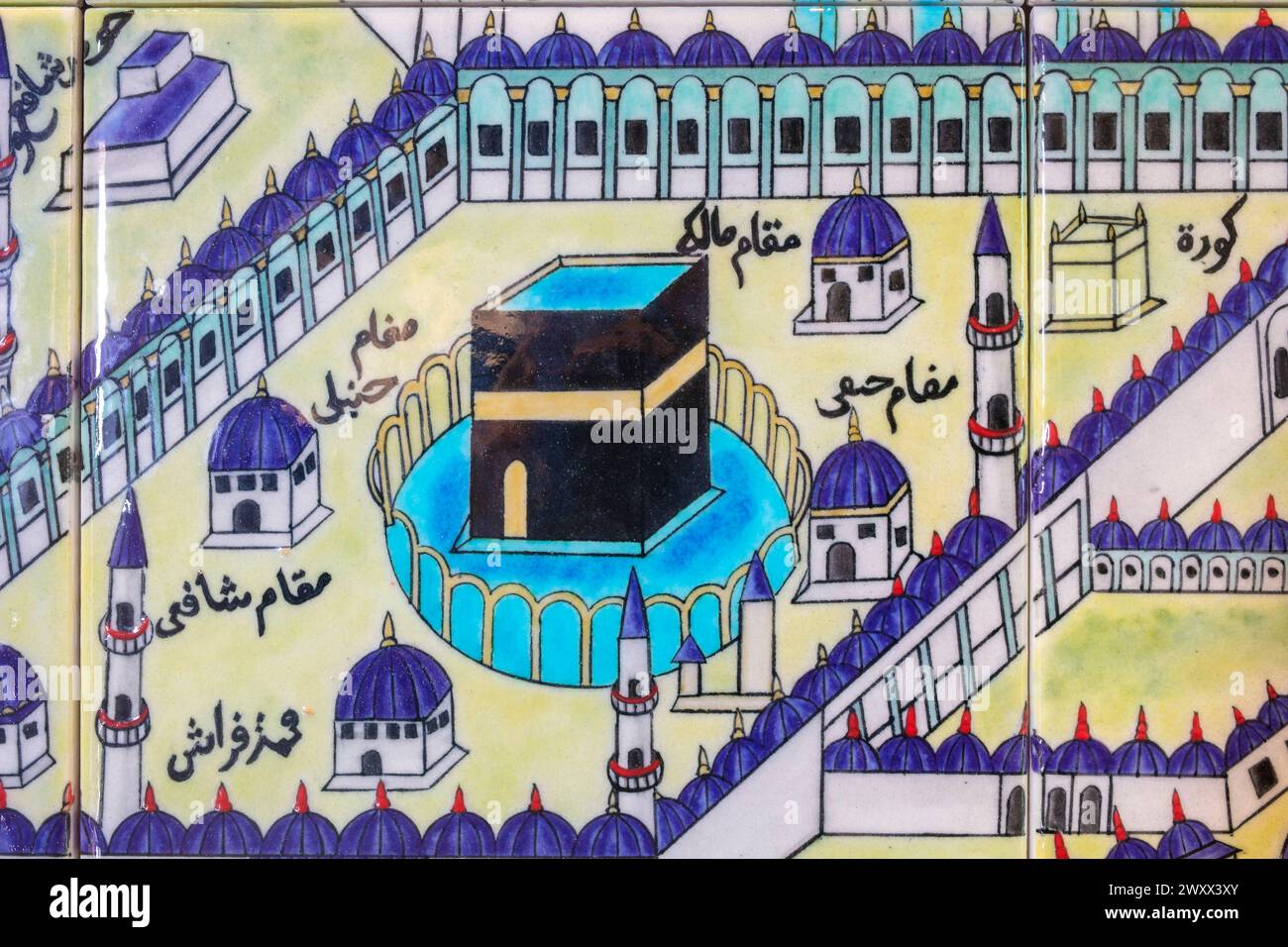 Painted ceramic tile with Kaaba from Eyup sultan mosque, 18th century ...