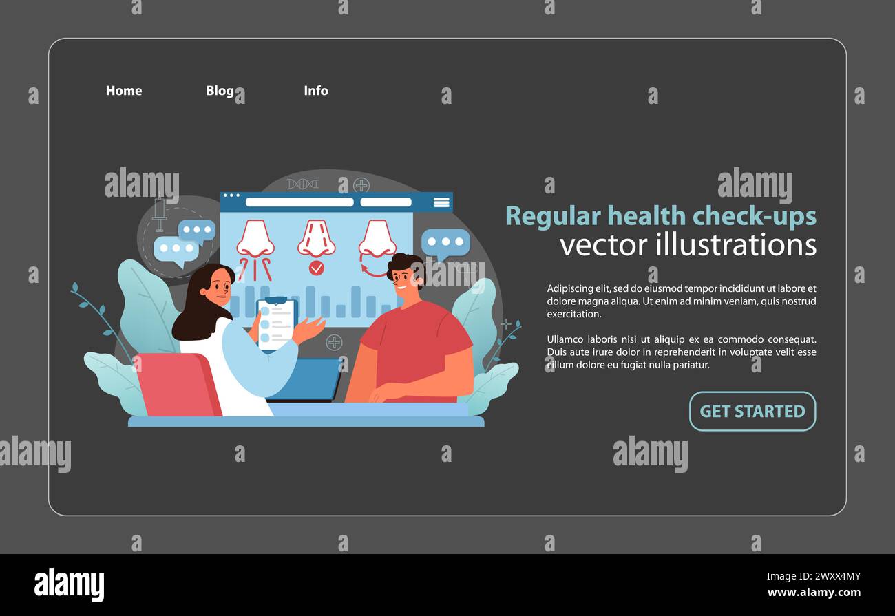Health Check-up Illustration. Patient discusses olfactory health with a ...