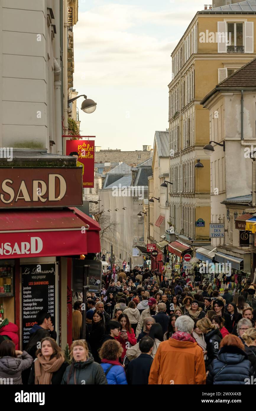 Paris, France - February 17, 2024 : View of the very popular and ...