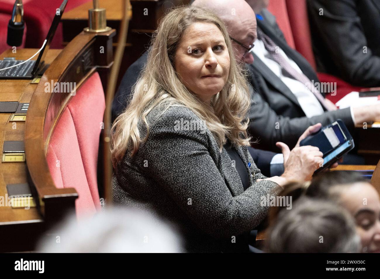 Paris, France. 23rd Mar, 2024. Deputy, Nadia Hai attends a session of ...